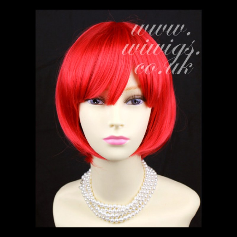 Wiwigs New Watch Out Cosplay Fire Red Bob Style Ladies Wigs UK 012h